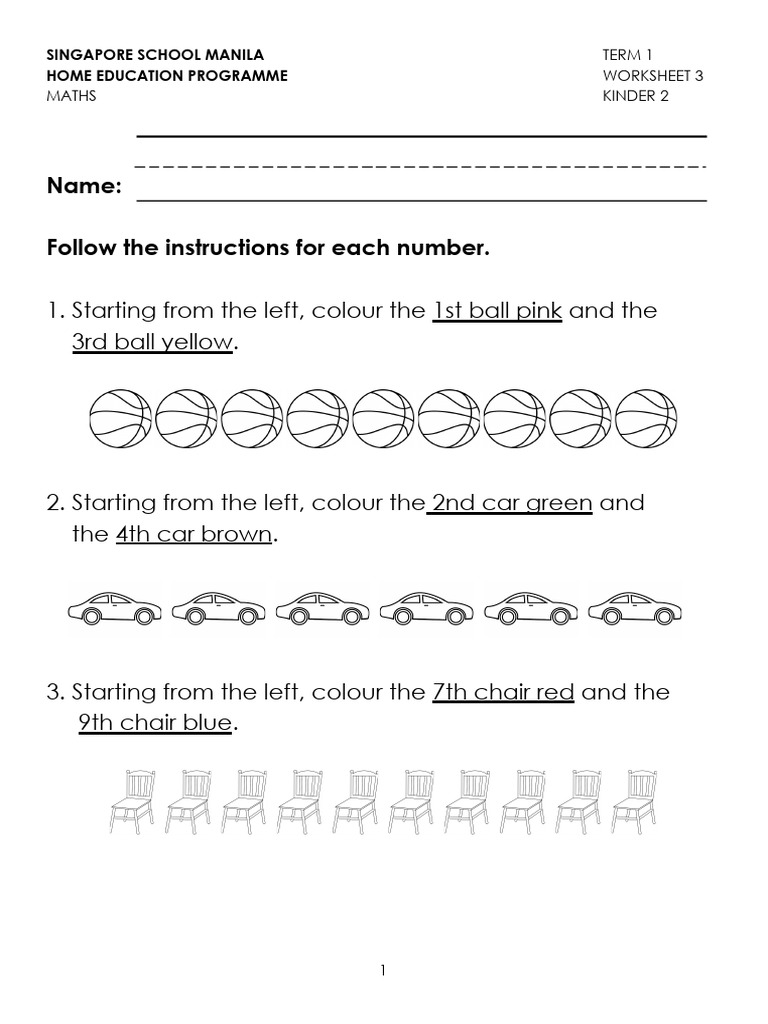 K2 - Maths - T1 - WS3 - Order and Position of Numbers | PDF