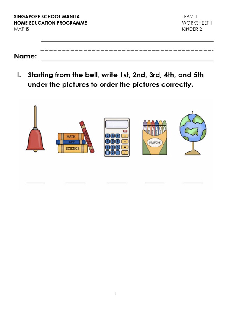 K2 - Maths - T1 - WS1 - Order and Position of Numbers | PDF