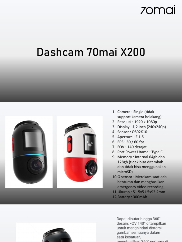 Dashcam 70mai X200 | PDF