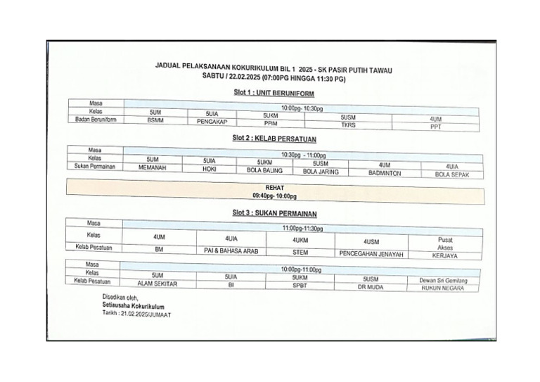Jadual Perjumpaan | PDF