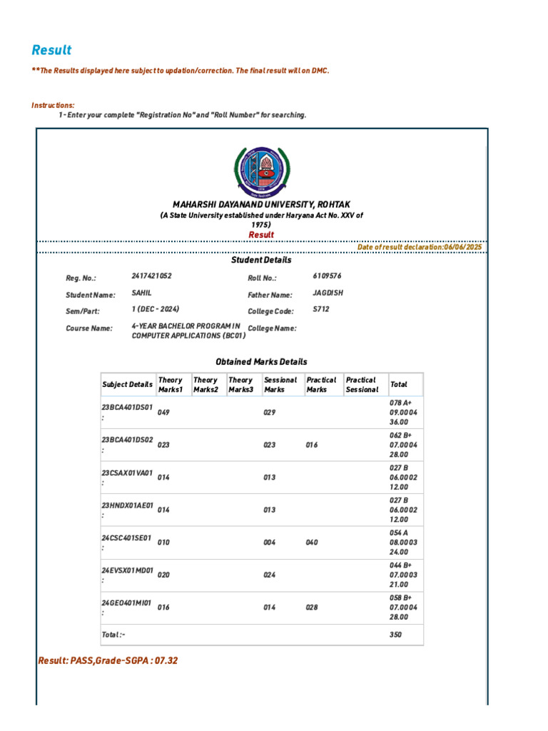 Maharshi Dayanand University, Rohtak | PDF