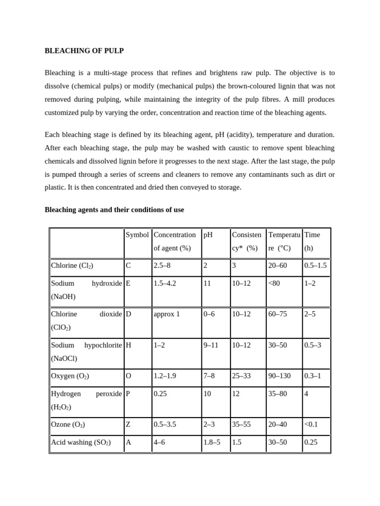 Bleaching of Pulp Notes 7 | PDF | Pulp (Paper) | Chemical Substances