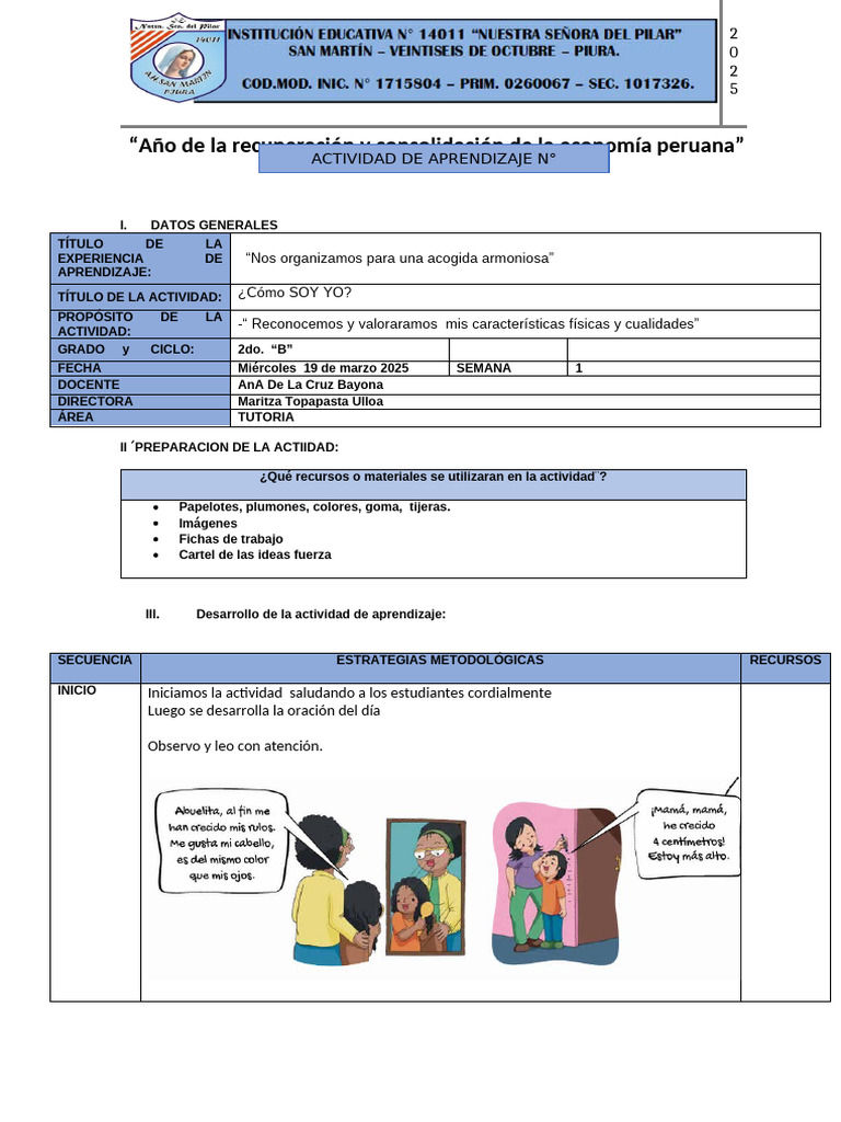 Actividad de Identidad en Tutoria | PDF | Modificación de ...