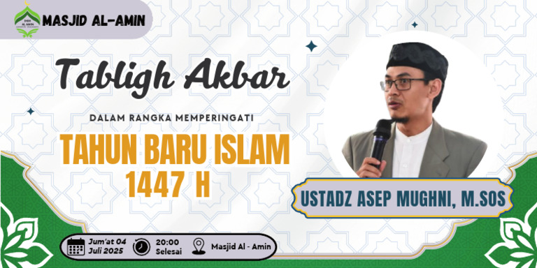 Biru Dan Kuning Illustratif Modern Spanduk Tabligh Akbar Memperingati ...
