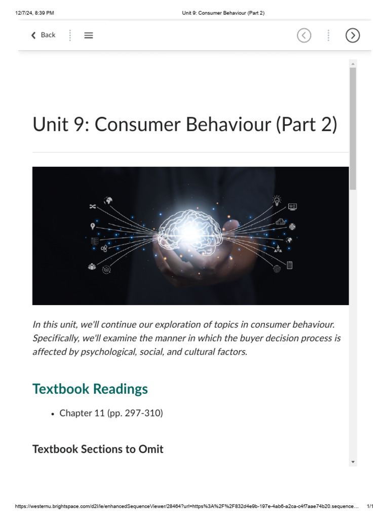 Unit 9 - Consumer Behaviour (Part 2) | PDF
