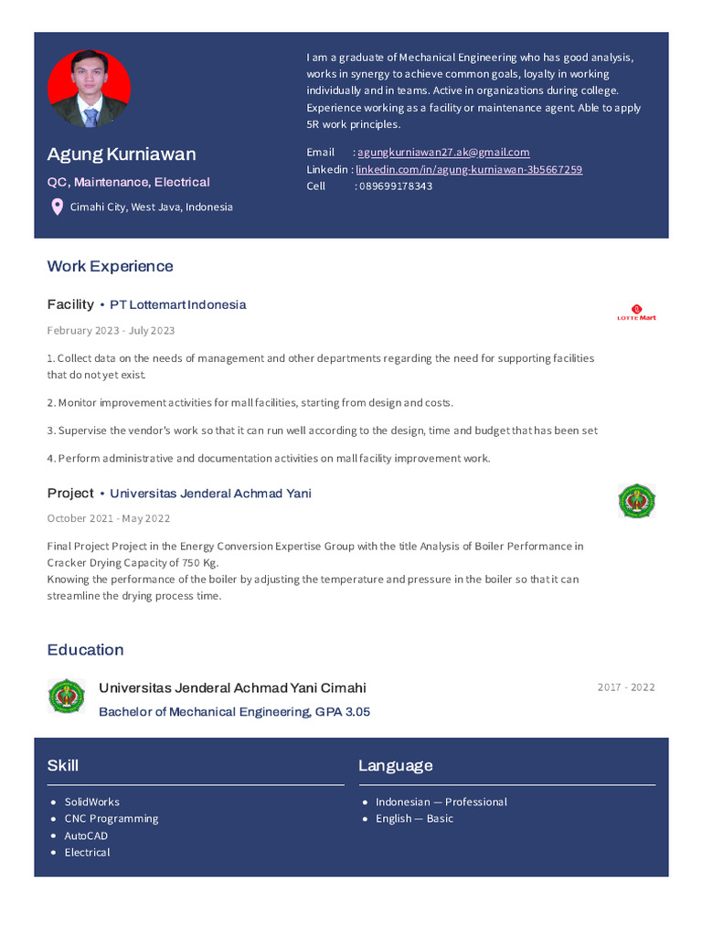 PT Reska Multi Usaha - Agung Kurniawan - Maintenance MEP | PDF