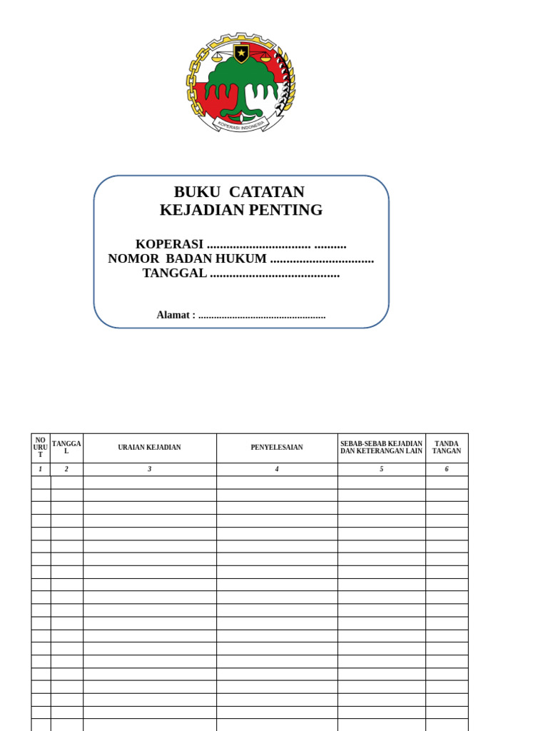 Buku Catatan Kejadian Penting | PDF