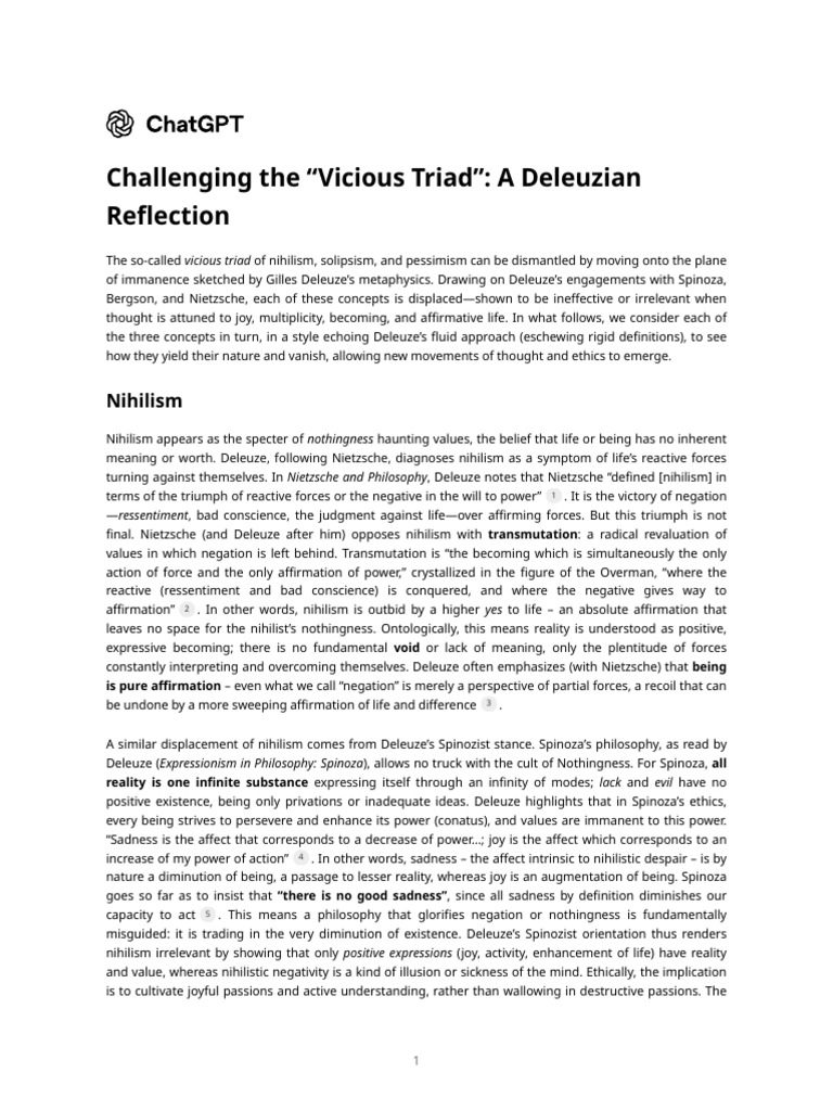 Challenging The "Vicious Triad" - A Deleuzian Reflection | PDF ...