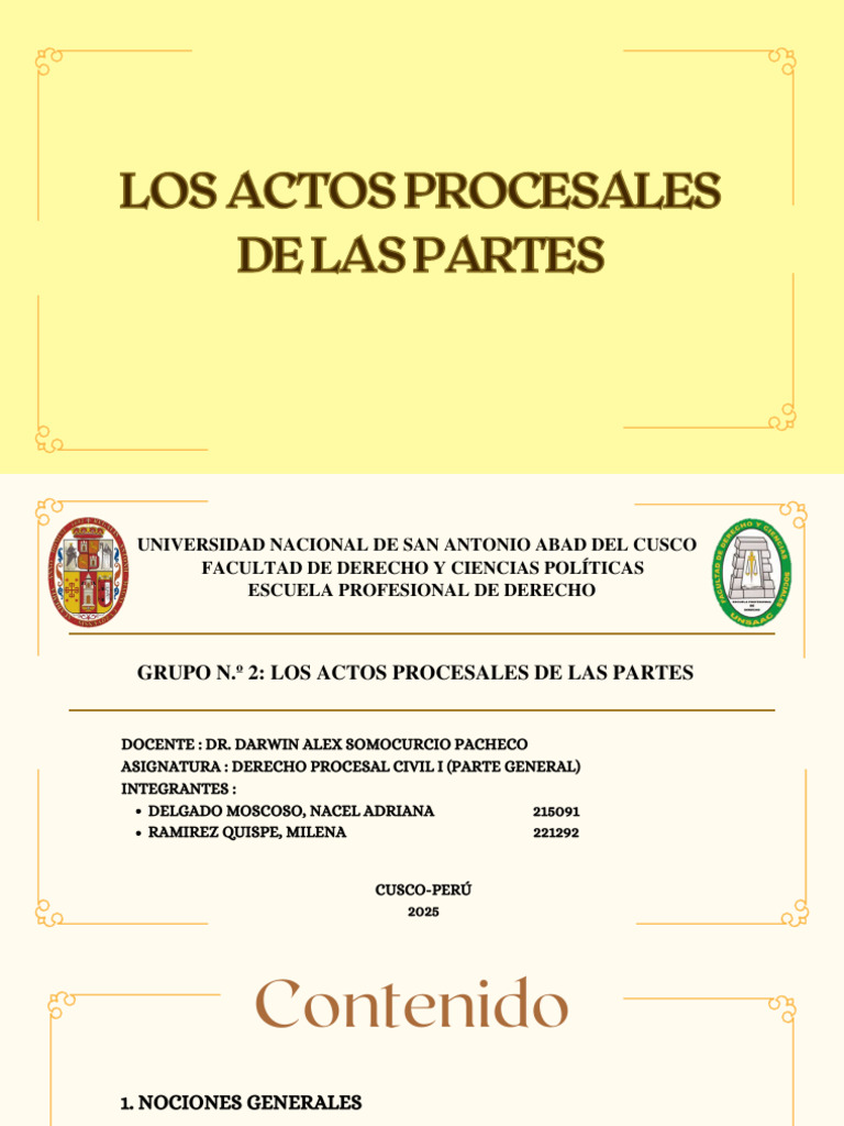 Los Actos Procesales de Las Partes | PDF | Ley procesal | Demanda judicial