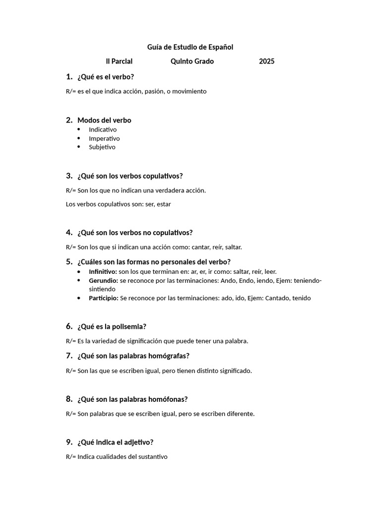 Guía de Verbos y Adjetivos en Español | PDF | Verbo | Adjetivo