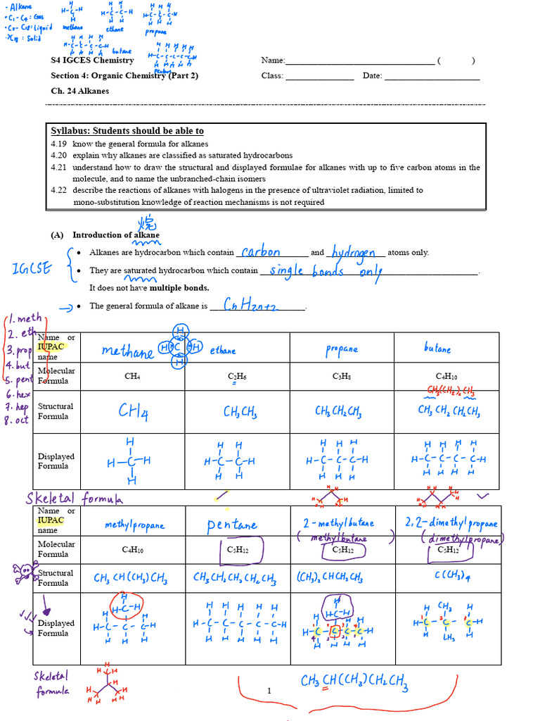 IGCSE Organic Chemistry: Alkanes, Alkenes, Alcohols | PDF | Alkane ...