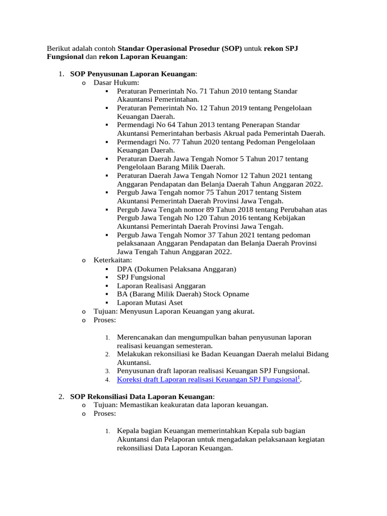 Berikut Adalah Contoh Standar Operasional Prosedur | PDF