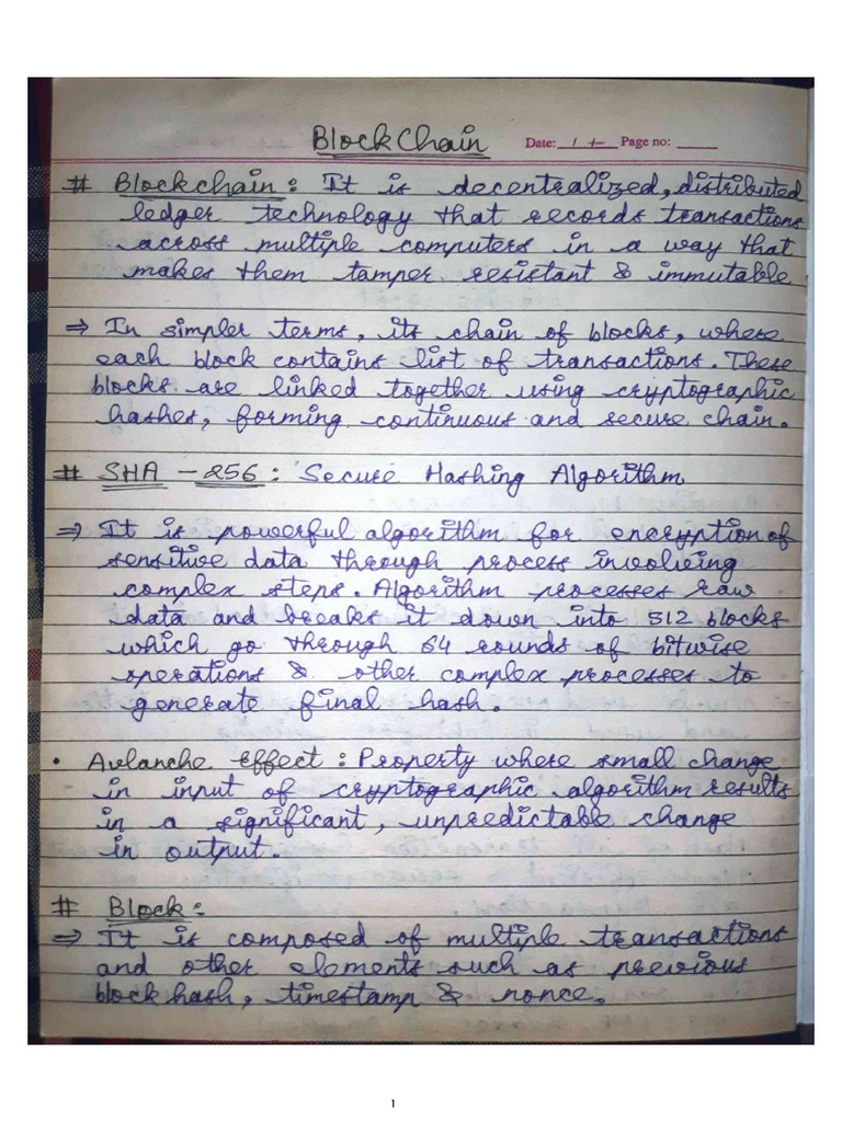 Blockchain Vinnu Notes | PDF