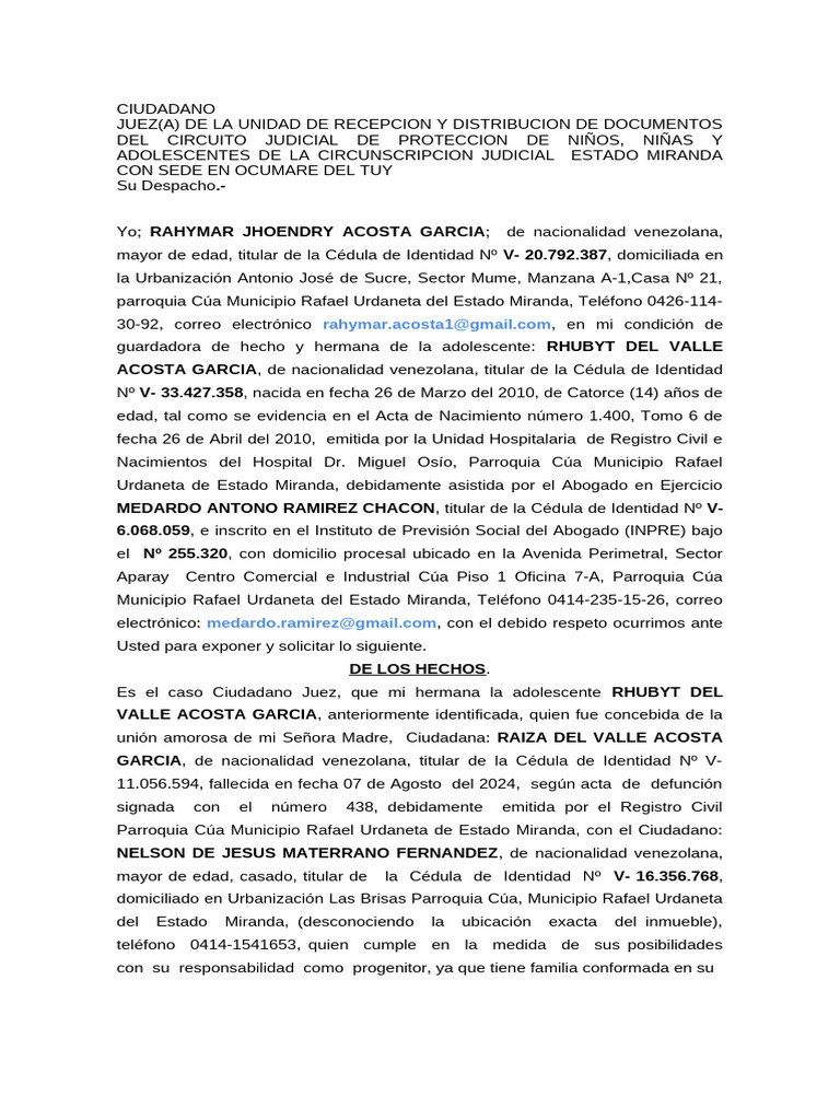 Medida de Colocacion Provisional Rehymar | PDF | Venezuela ...