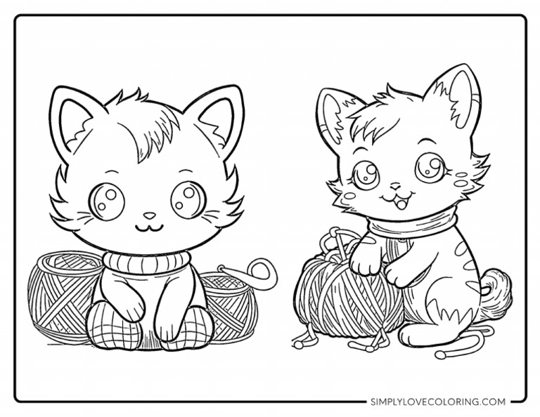 Two Playful Kittens Cat Coloring Pages.. | PDF