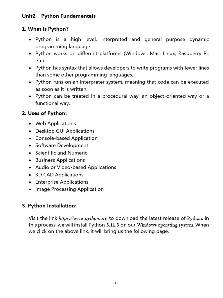 Unit - 2 Pythhon Fundamentals | PDF | Parameter (Computer Programming) | Data Type