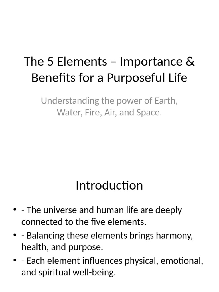 5 Elements for a Purposeful Life | PDF | Meditation | Water