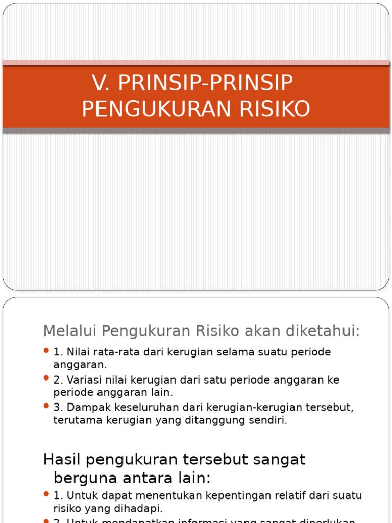 Prinsip-Prinsip Pengukuran Risiko | PDF