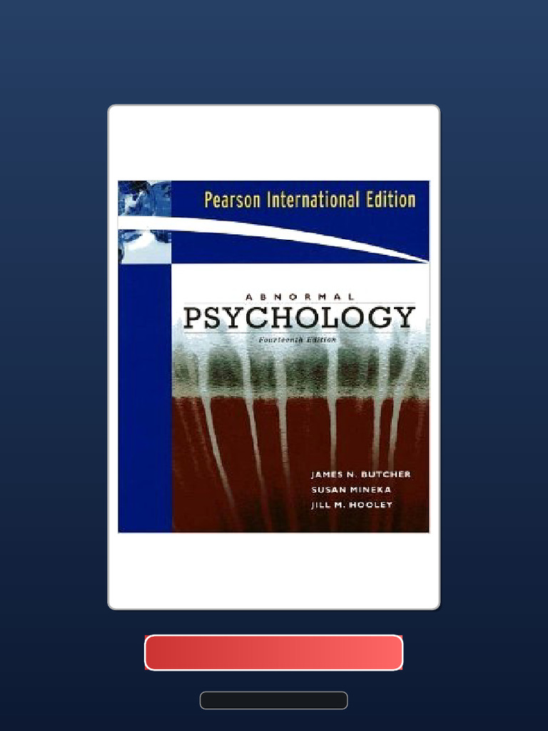 Abnormal Psychology 14th Edition by James N Butcher Susan M Mineka Jill ...