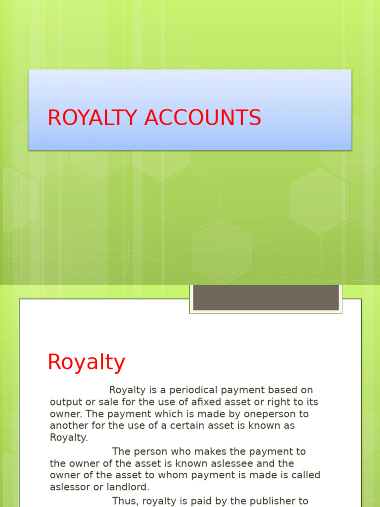 Royalty Accounting Journal Entries Guide | PDF | Lease | Royalty Payment