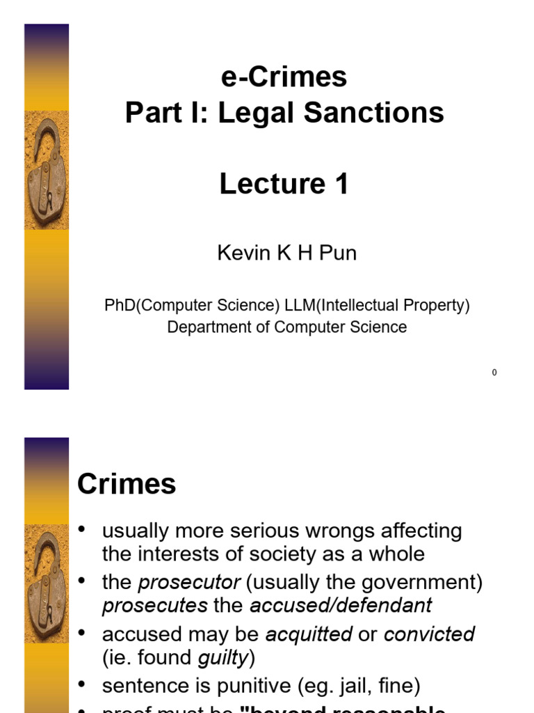 Lecture1 Criminal Law Basics | PDF | Mens Rea | Burden Of Proof (Law)