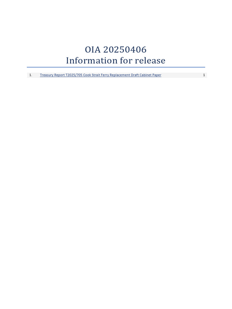 Treasury Report T2025 705 | PDF