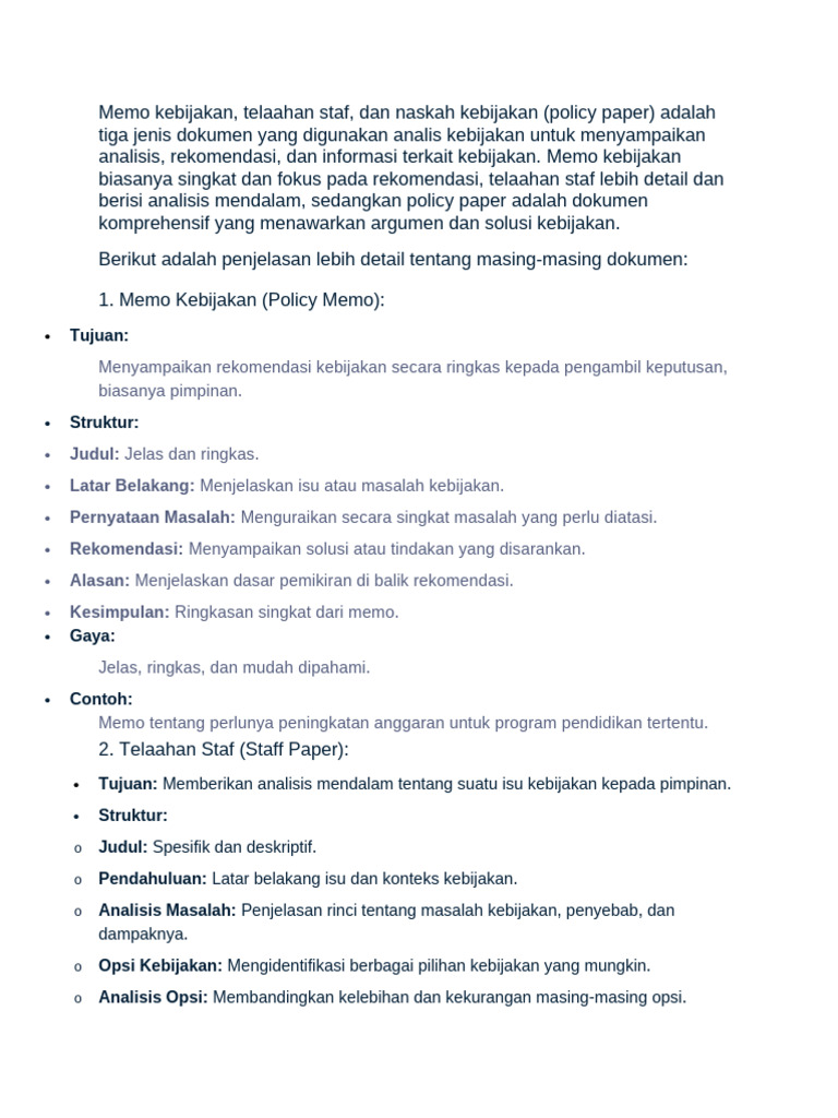 Memahami Memo Kebijakan dan Telaahan Staf | PDF