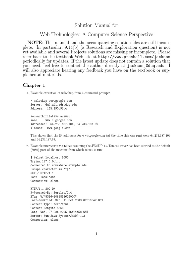Web Technologies Solution Manual | PDF | Html Element | Port (Computer ...