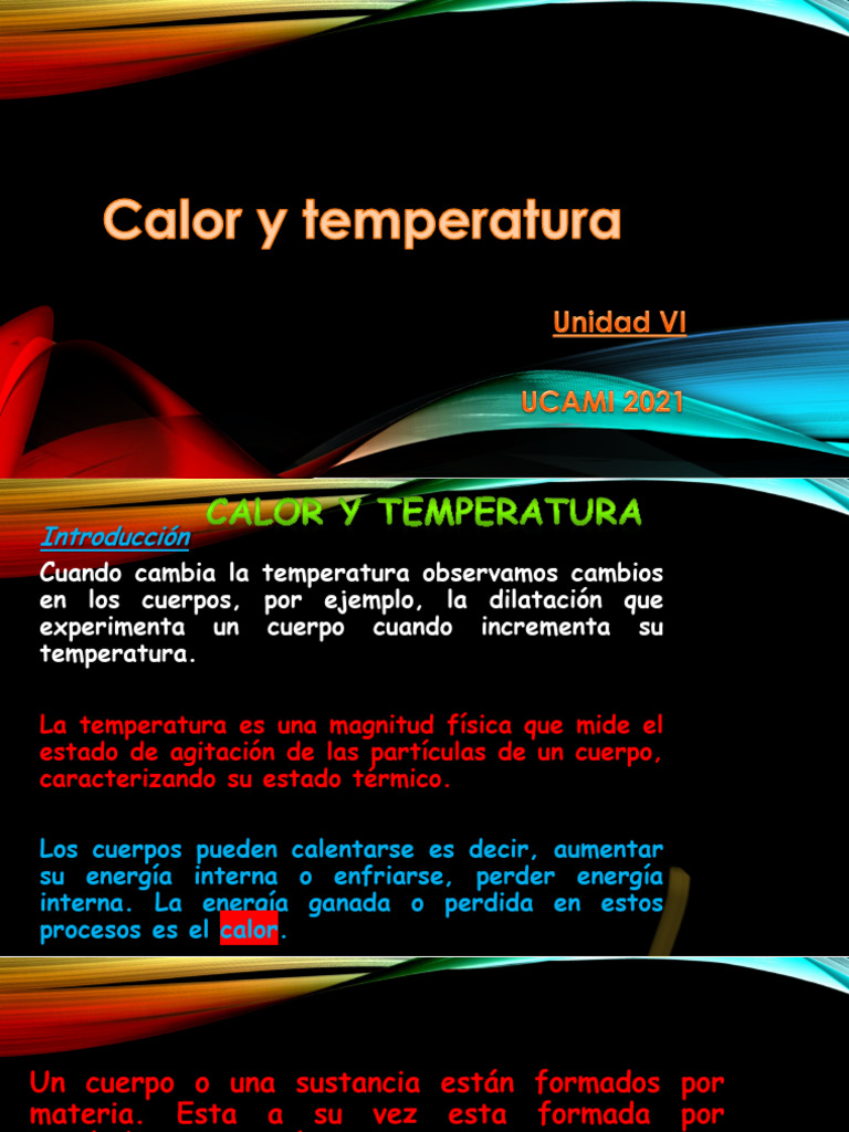 UNIDAD VI - Diferencia Entre Calor y Temperatura | PDF | Temperatura | Calor
