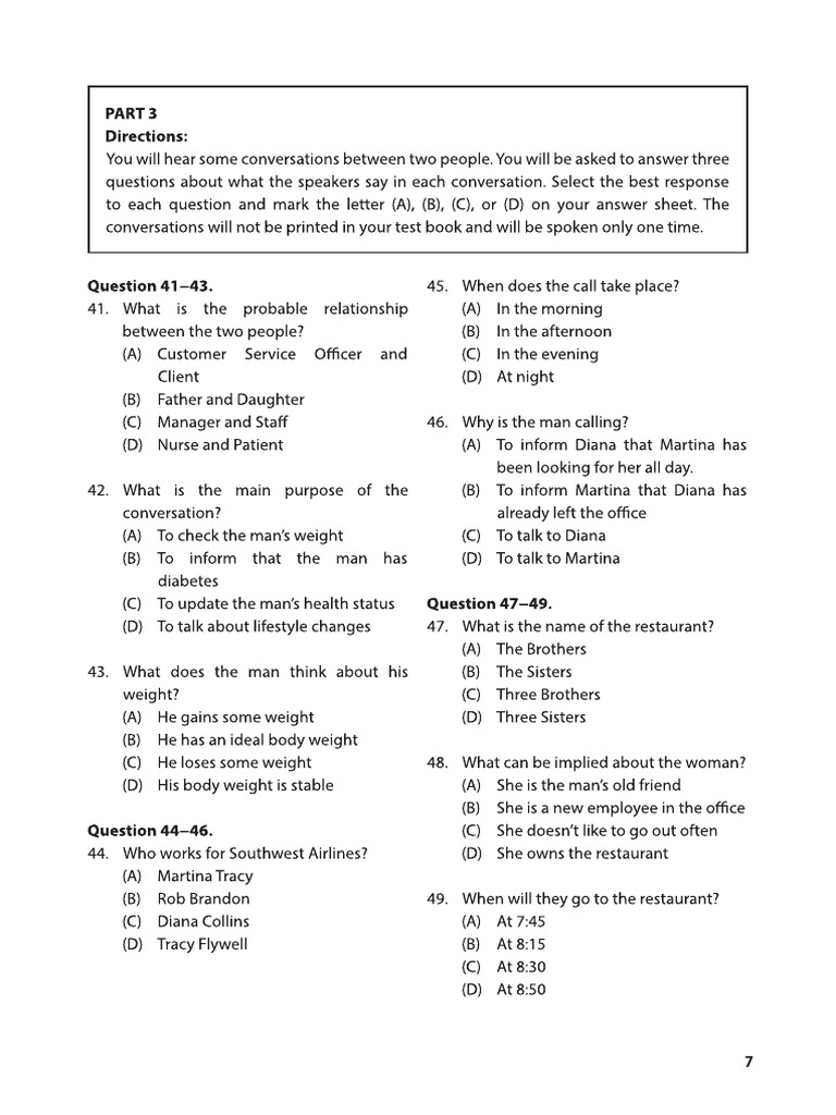 TOEIC Listening Part 3 | PDF