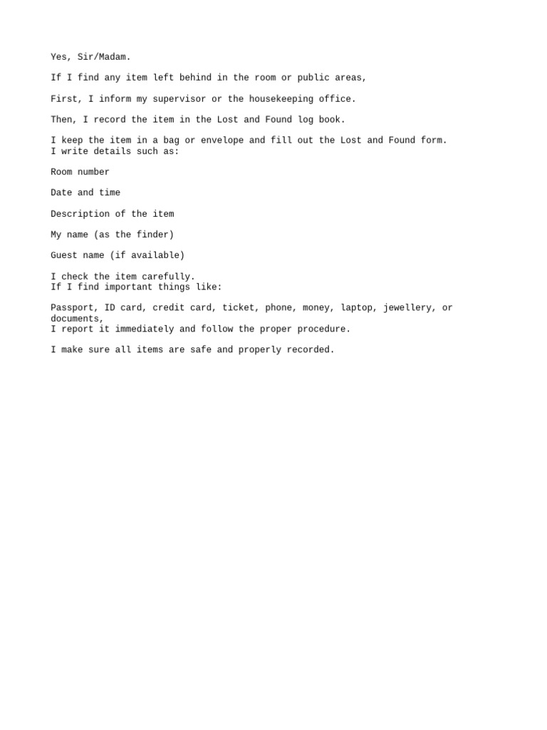 Lost and Found Procedure | PDF