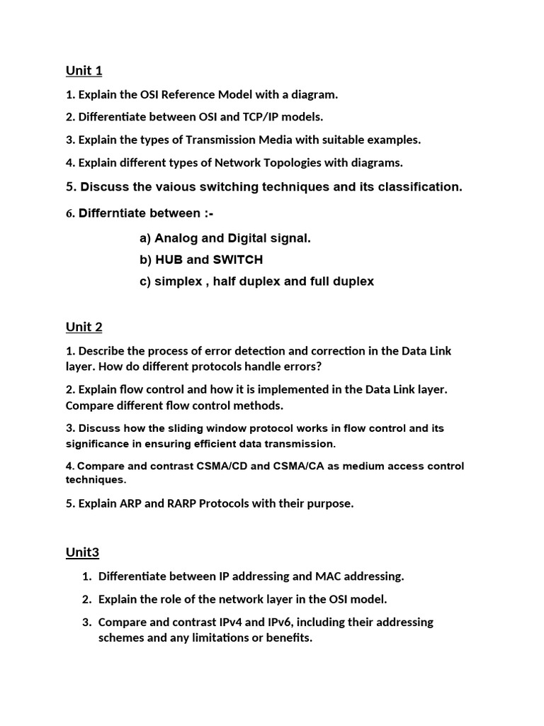 Computer Network Endsem Important Questions | PDF