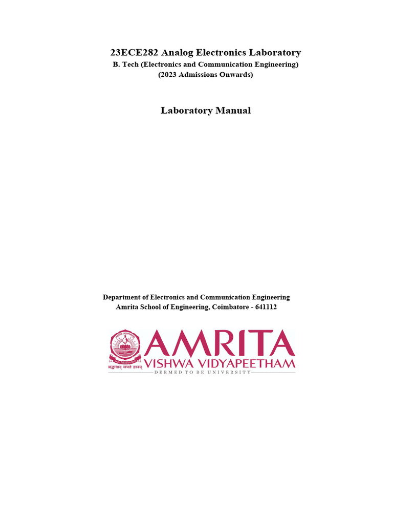 Analog Electronics Lab Manual for ECE | PDF | Mosfet | Amplifier