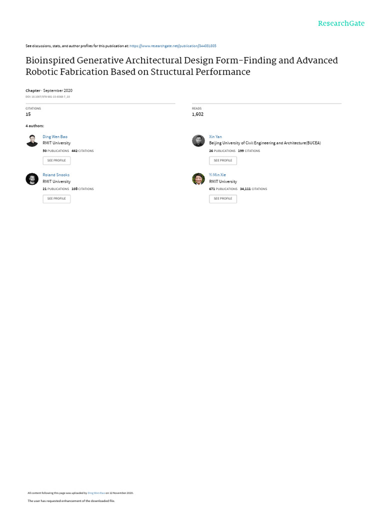 Bioinspired Generative Architectural Design Form-Finding and Advanced Robotic Fabrication Based ...