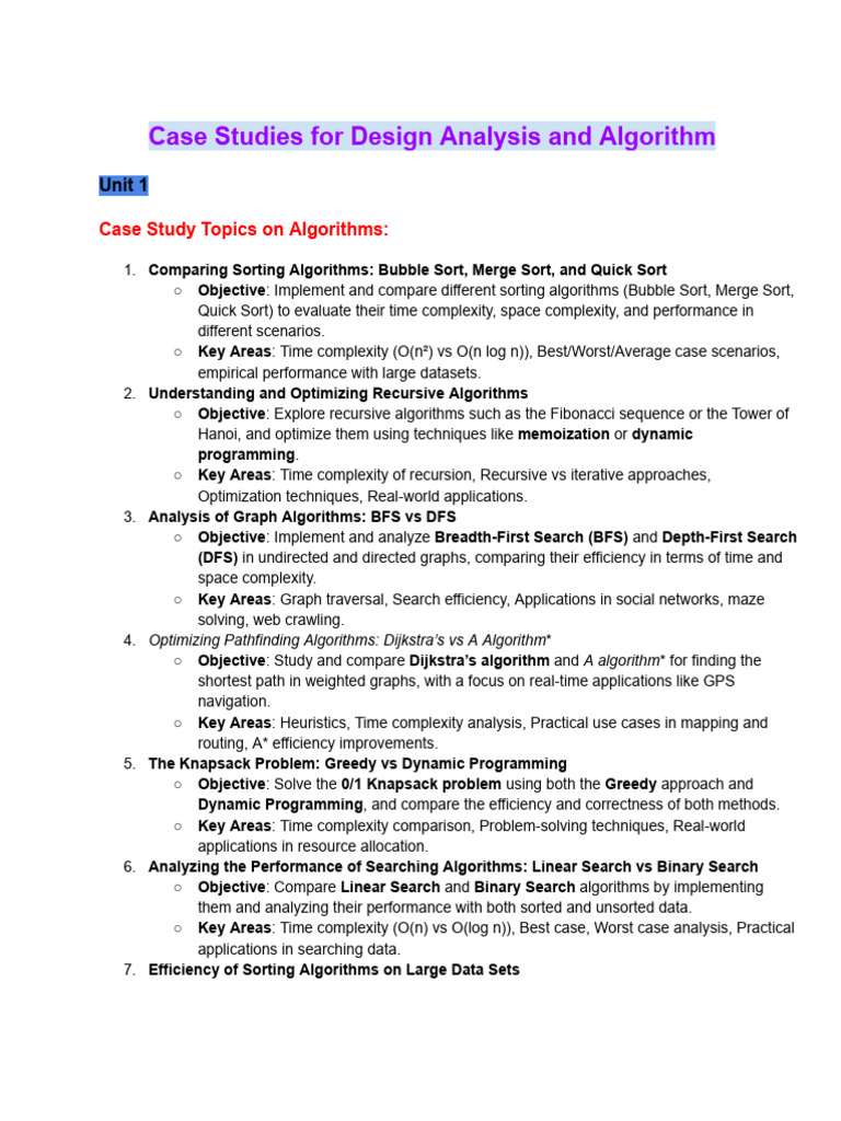 SYBSc IT - 4 - Case Study Topics | PDF | Dynamic Programming | Time Complexity