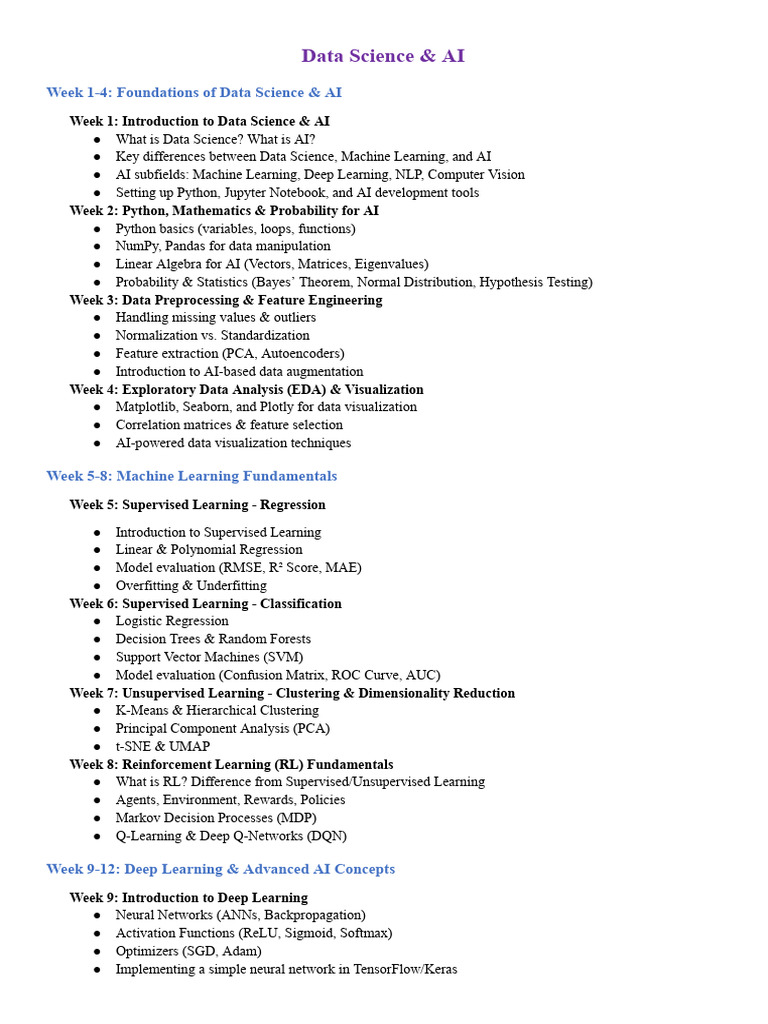 Data Science & AI Course Overview | PDF | Artificial Intelligence ...