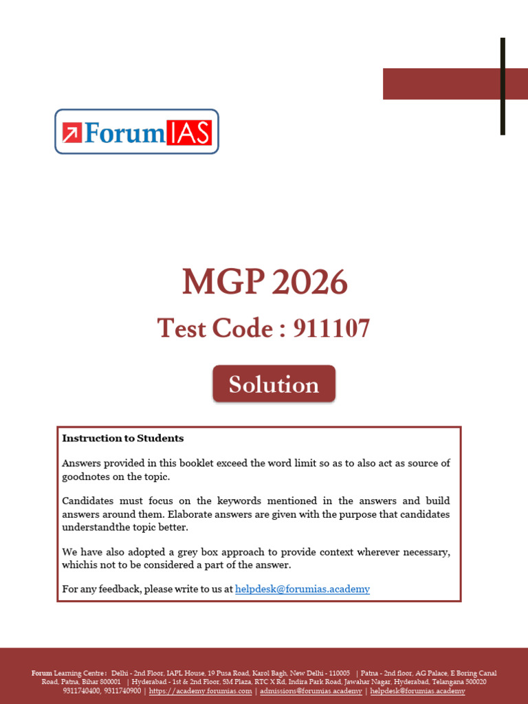 MGP 2026 Test Code911107 Sol Eng | PDF | Plate Tectonics | Monsoon