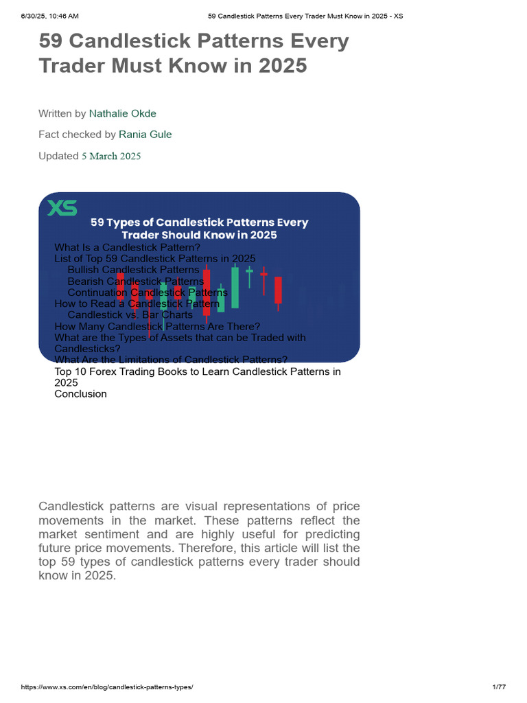 59 Candlestick Patterns Every Trader Must Know in 2025 - XS | PDF | Market Trend | Financial Markets