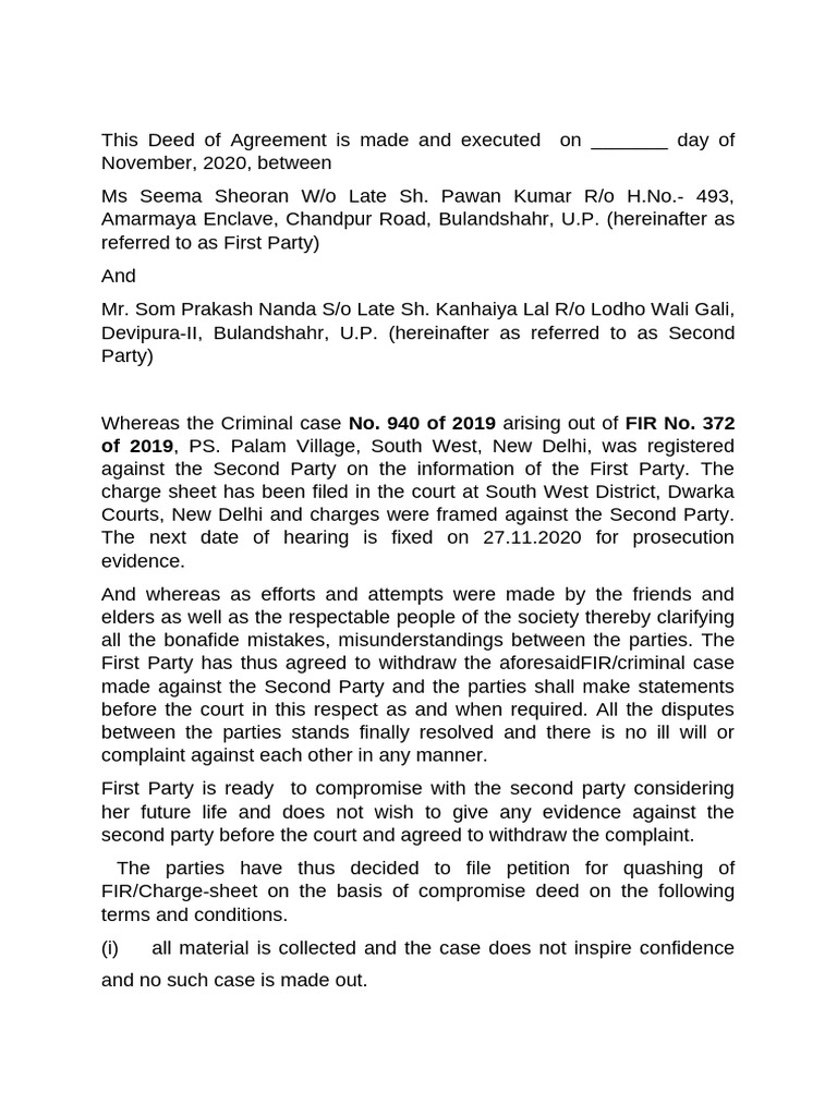 Compromise Deed | PDF | Common Law | Justice