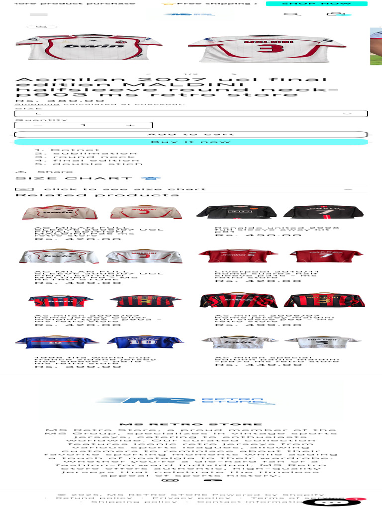 Acmilan 2007 Ucl Final Edition MALDINI Halfsleeve Round Neck - p903 Ms ...