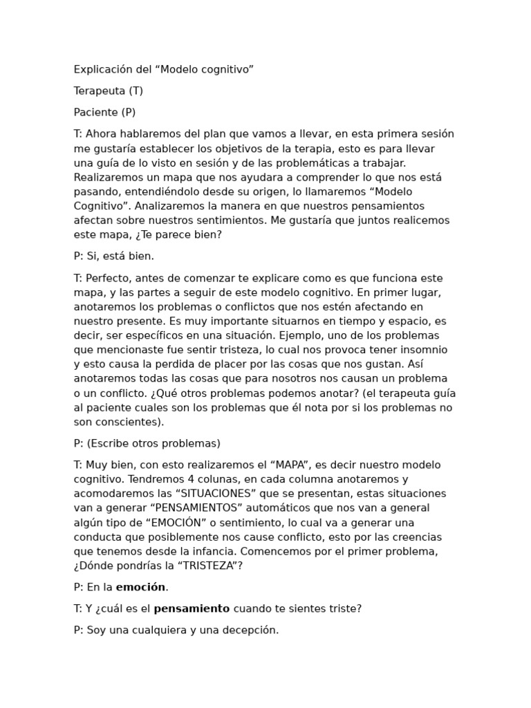 Explicación Del Modelo Cognitivo | PDF | Pensamiento | Las emociones