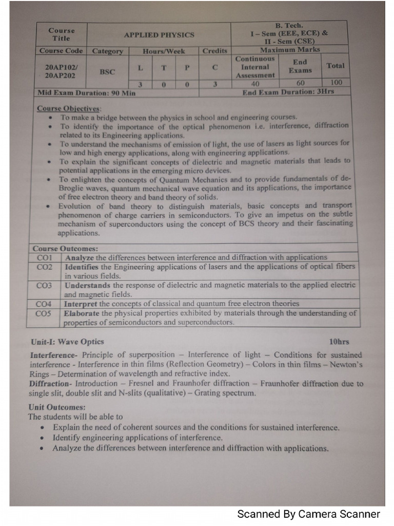 Applied Physics Syllabus | PDF