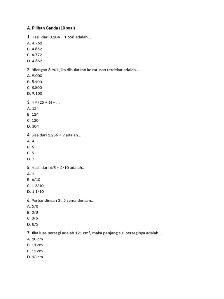 Soal Latihan PSAT Matematika | PDF