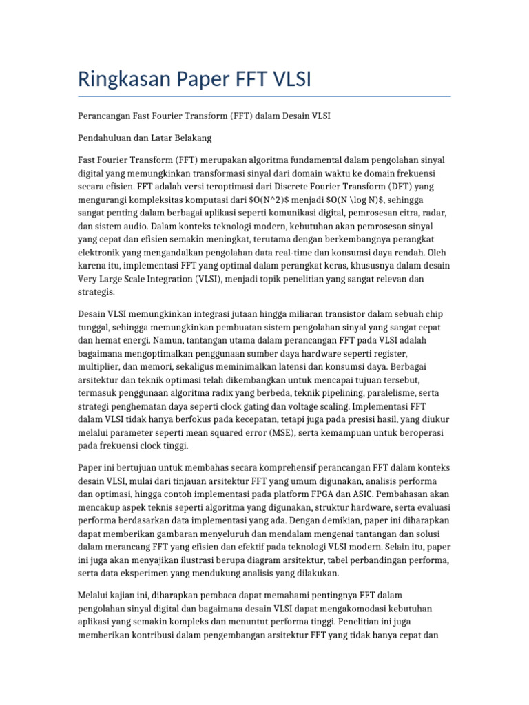 Ringkasan Paper FFT VLSI | PDF