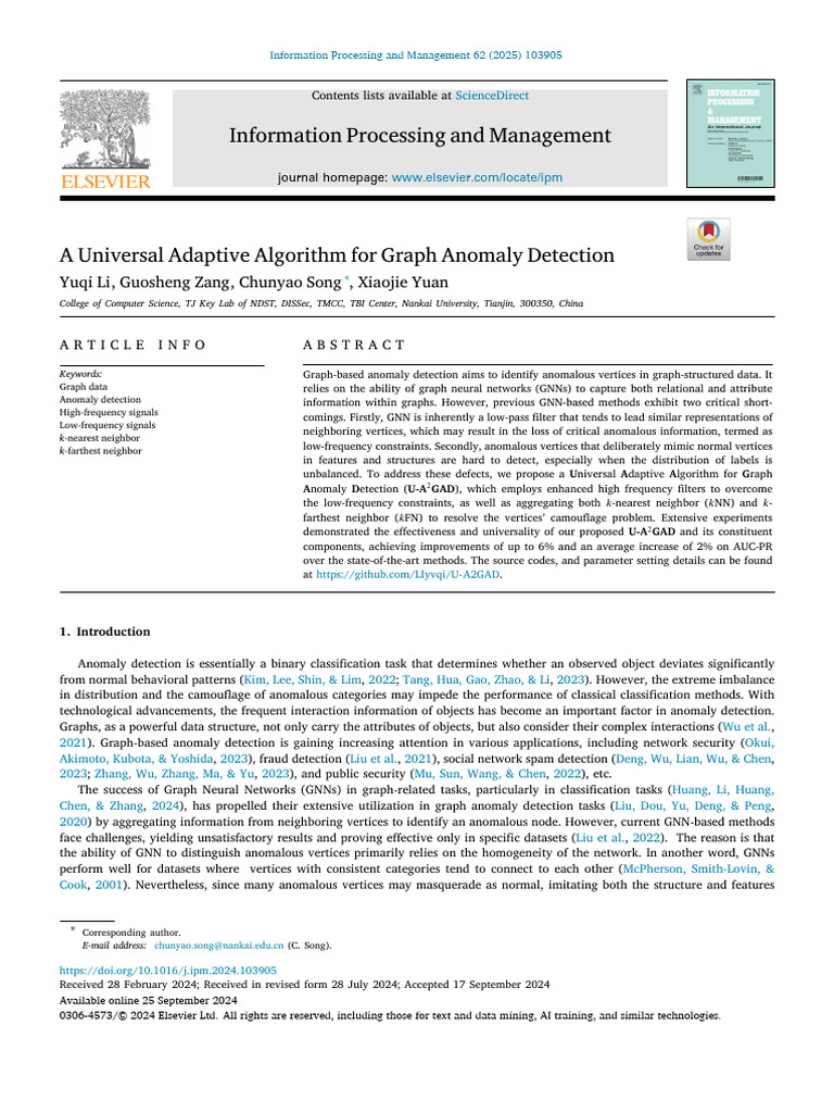 A Universal Adaptive Algorithm For Graph Ano 2025 Information ...