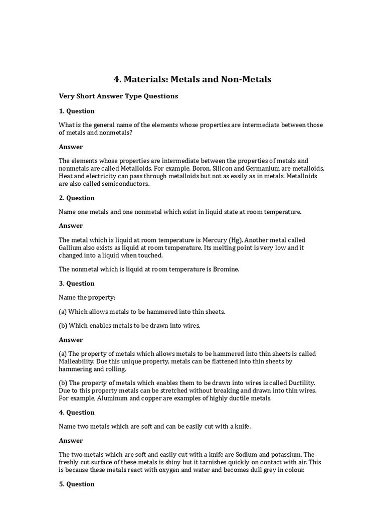 Metals and Non-Metals: Key Properties | PDF | Metals | Oxide