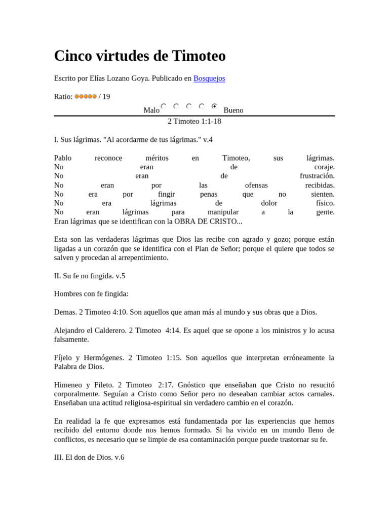Cinco Virtudes de Timoteo | PDF | Cristo (título) | Fe