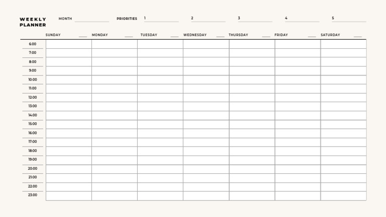 Beige Minimalist Weekly Planner Calendar | PDF