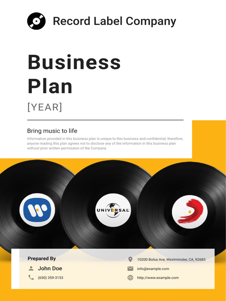 Record Label Company Business Plan Example | PDF | Expense | Startup ...