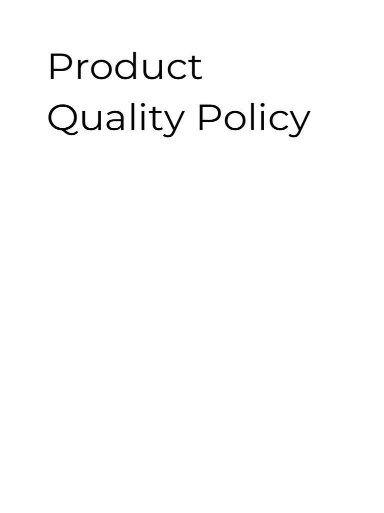 Sales - Product Quality Policy | PDF | Quality Management System | Business